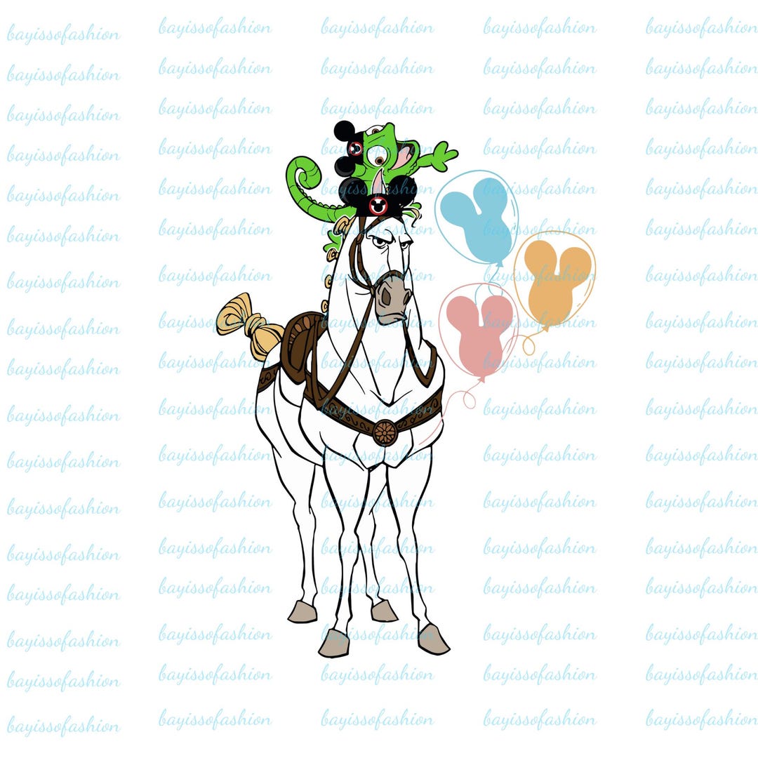 Disney Tangled Pascal and Maximus Wear Mouse Ears With Mickey Balloon ...