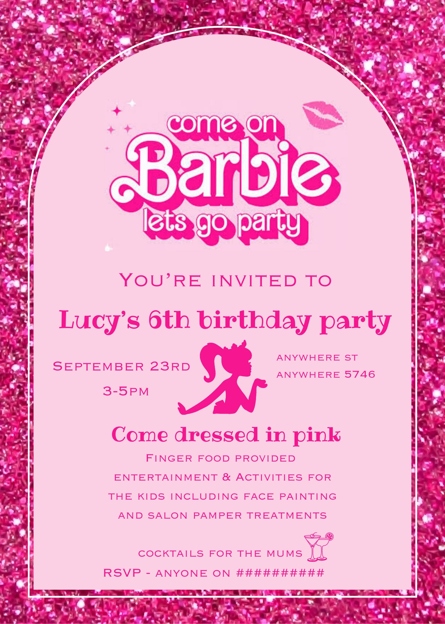 Barbie Themed Invitation - Etsy
