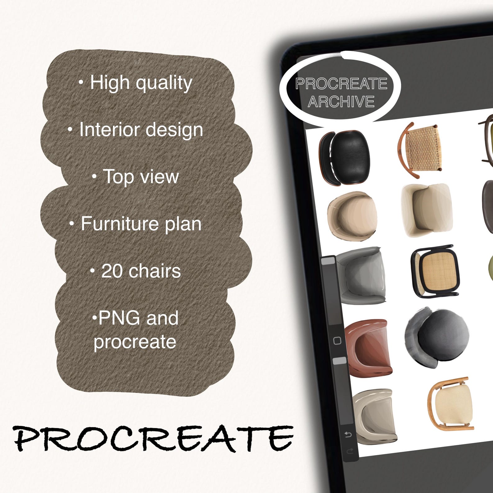 Procreate Furniture Set: Interior Design Chairs (PNG, PSD ...