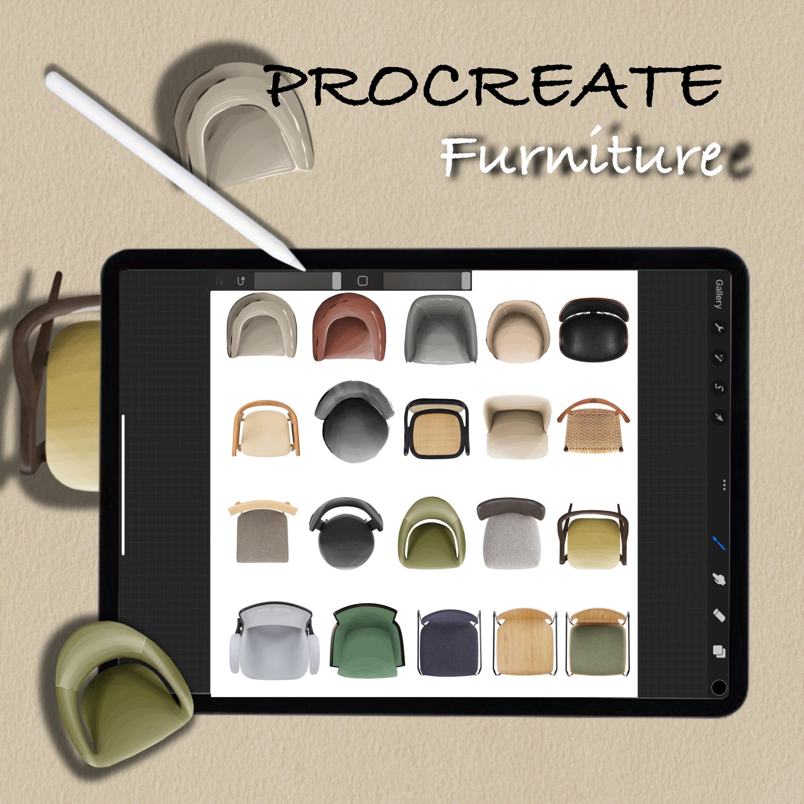 Procreate Interior Furniture Block, Procreate Furniture Pack, Procreate ...