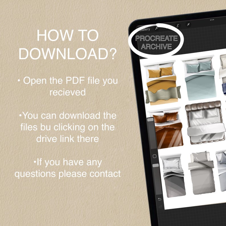 Procreate Sets, Procreate Bed Furniture, Interior Blocks, Interior ...