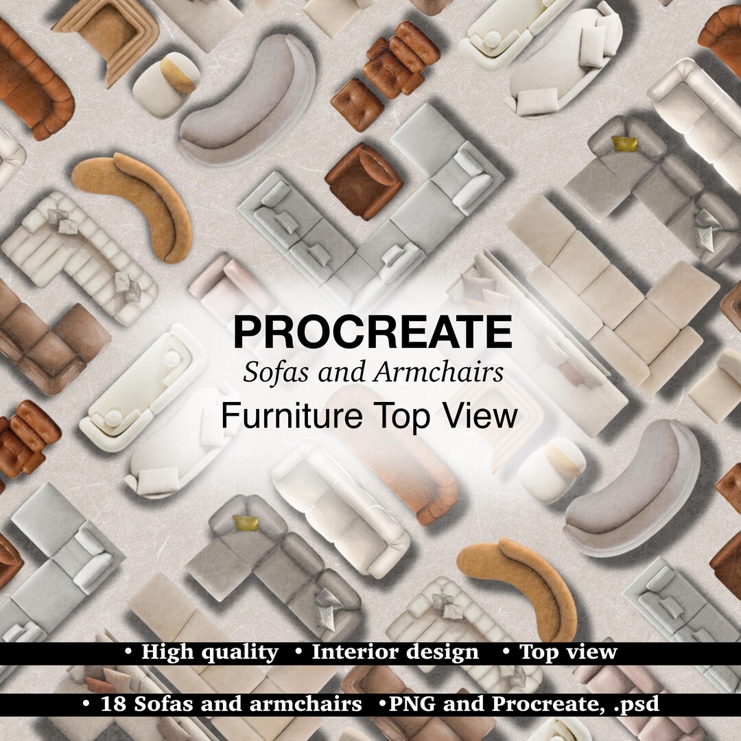 Procreate Sofa Set: Interior Design Sofas, PNG, Photoshop, Procreate ...