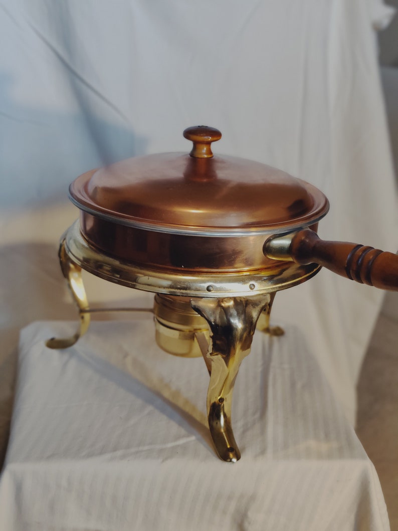 COLLECTIBLE Vintage Copper & Brass Fancy Style Chafing Dish Sets - Etsy