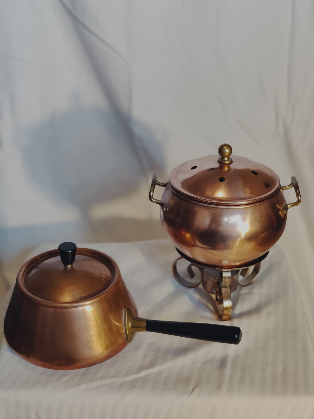 COLLECTIBLE Vintage Copper & Brass Fancy Style Chafing Dish Sets - Etsy