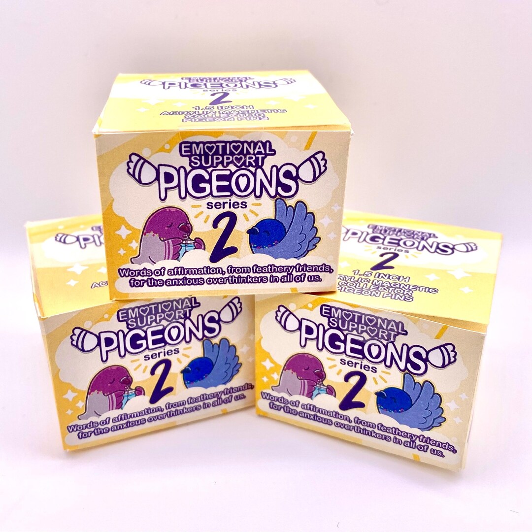 SERIES 2: Emotional Support Pigeons - 1.5 Inch Acrylic Pins With Magnet ...
