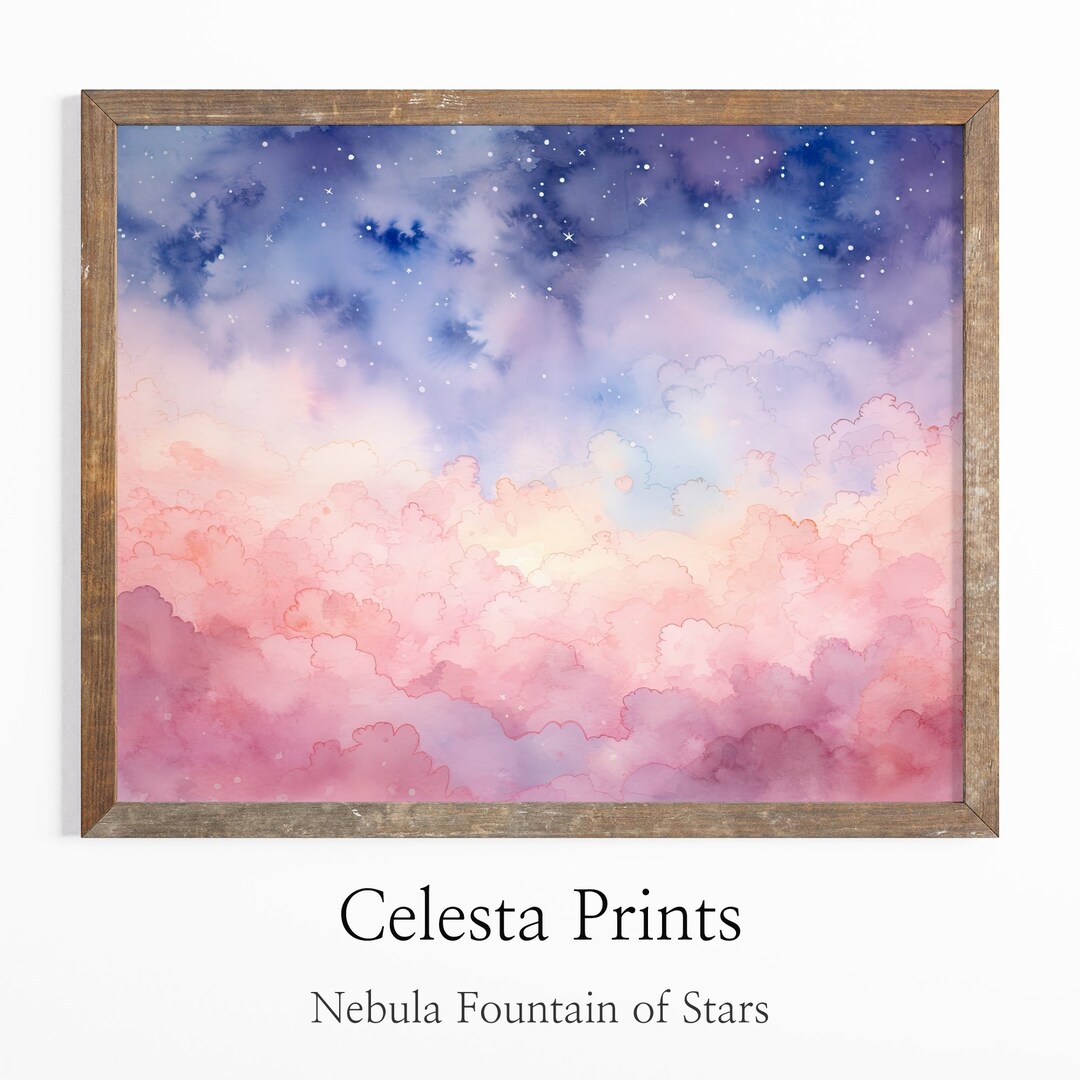 Nebula Fountain of Stars Watercolor Art Celestial Print - Etsy