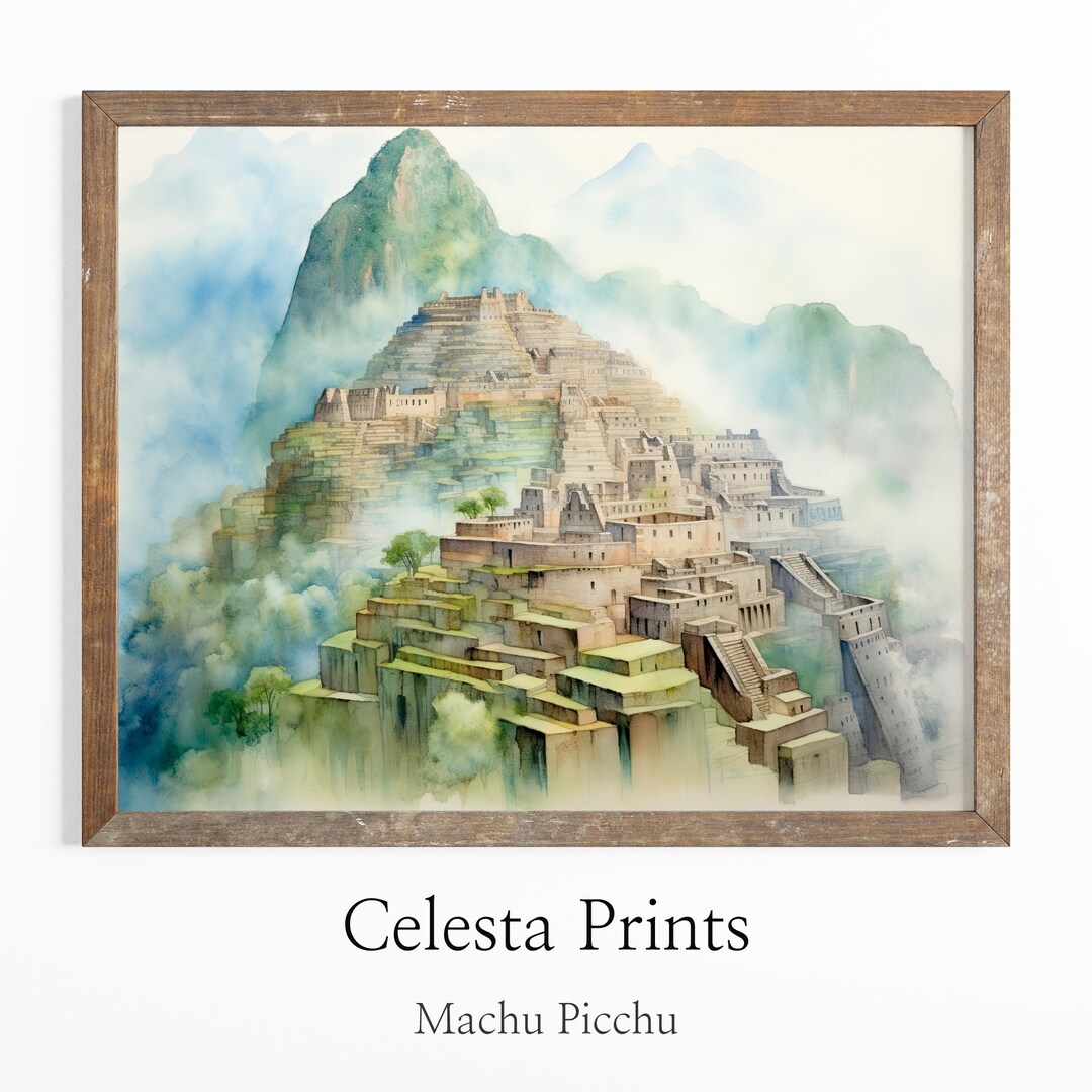Machu Picchu Watercolor Art Incan Ruins Print Historical - Etsy
