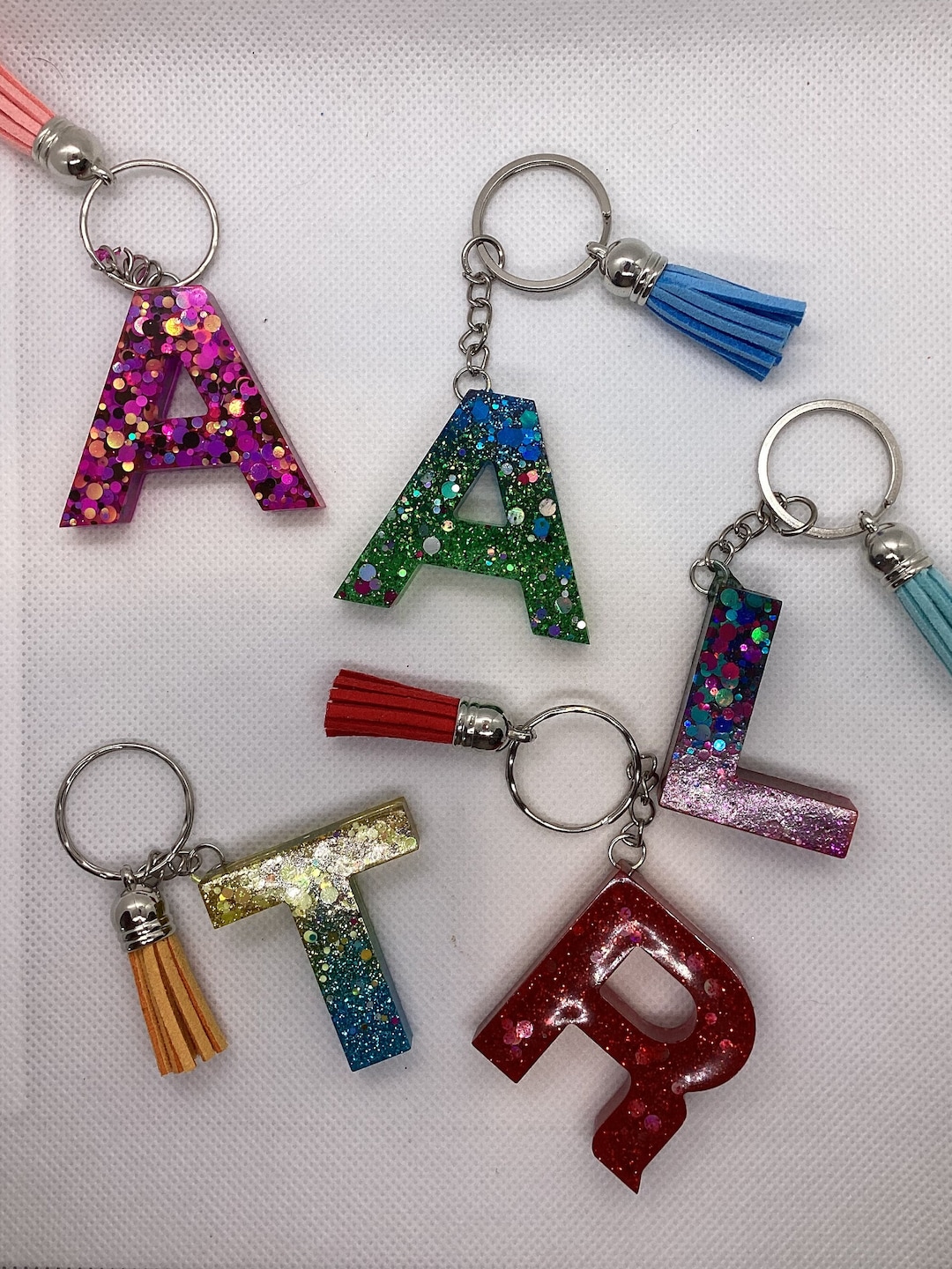 Hand-made Resin Capital Letter Initial Keyrings. Discounted Class Pack ...