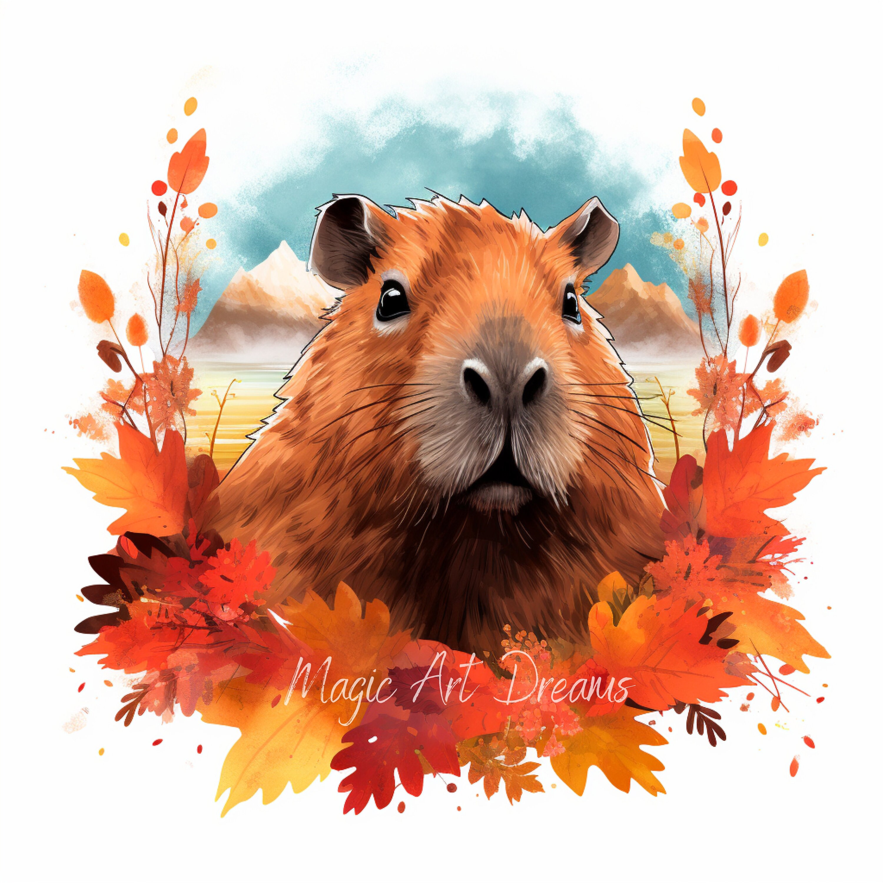 Watercolour Fall Capybara Clipart, 10 JPG Format, Not Transparent ...