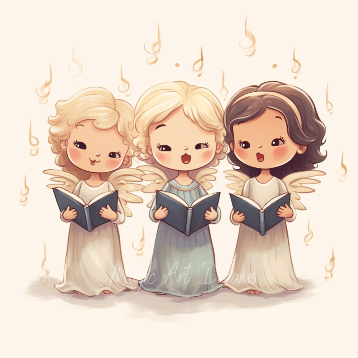 Adorable Little Angels Singing Christmas Carols Clipart 20 - Etsy