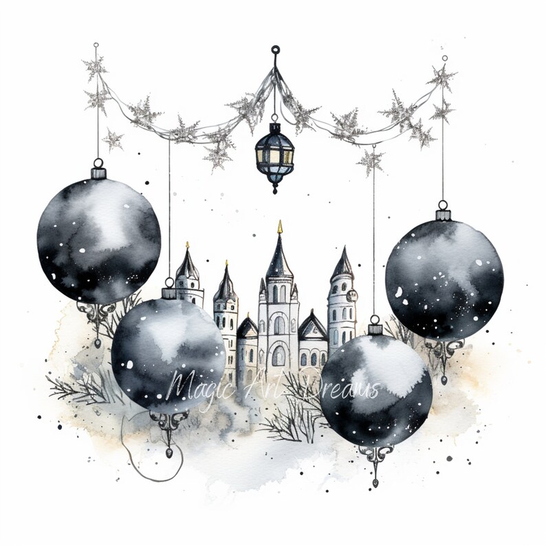 Watercolor Christmas Baubles Clipart, 10 High Quality JPEG, Xmas Clip ...
