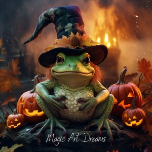 Watercolor Halloween Frog With Pumpkins Clipart, BOO, 15 JPG, Not ...