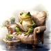 Watercolor Clipart of a Fabulous Toad Reading a Book, 20 Jpgs, Digital ...