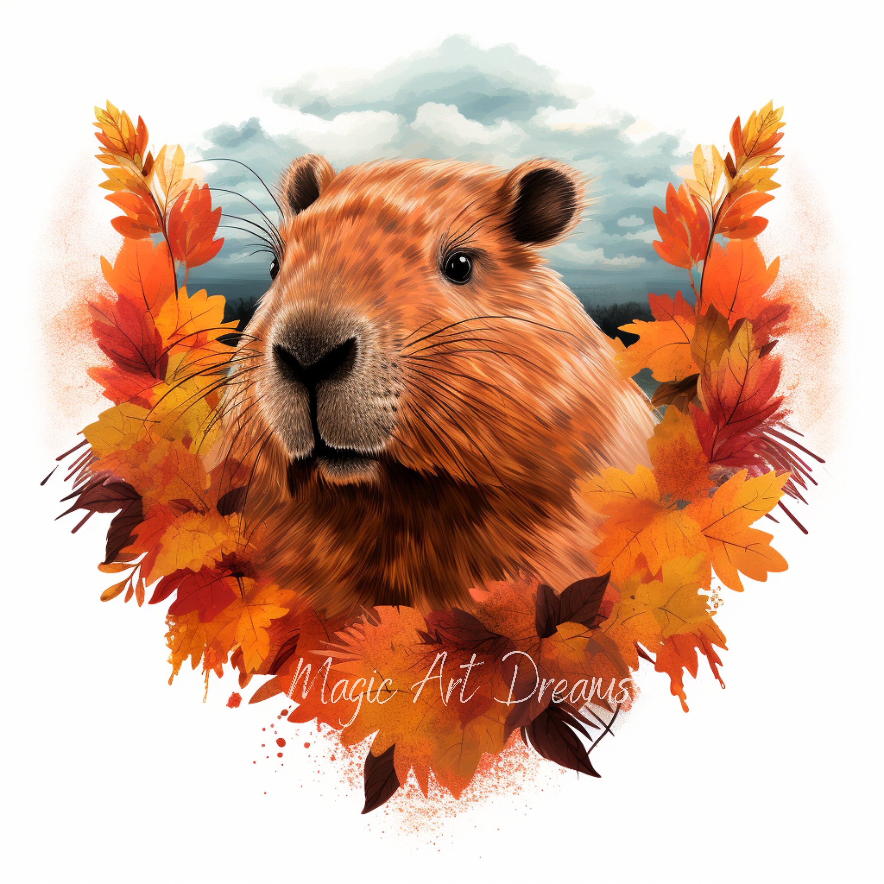 Watercolour Fall Capybara Clipart, 10 JPG Format, Not Transparent ...