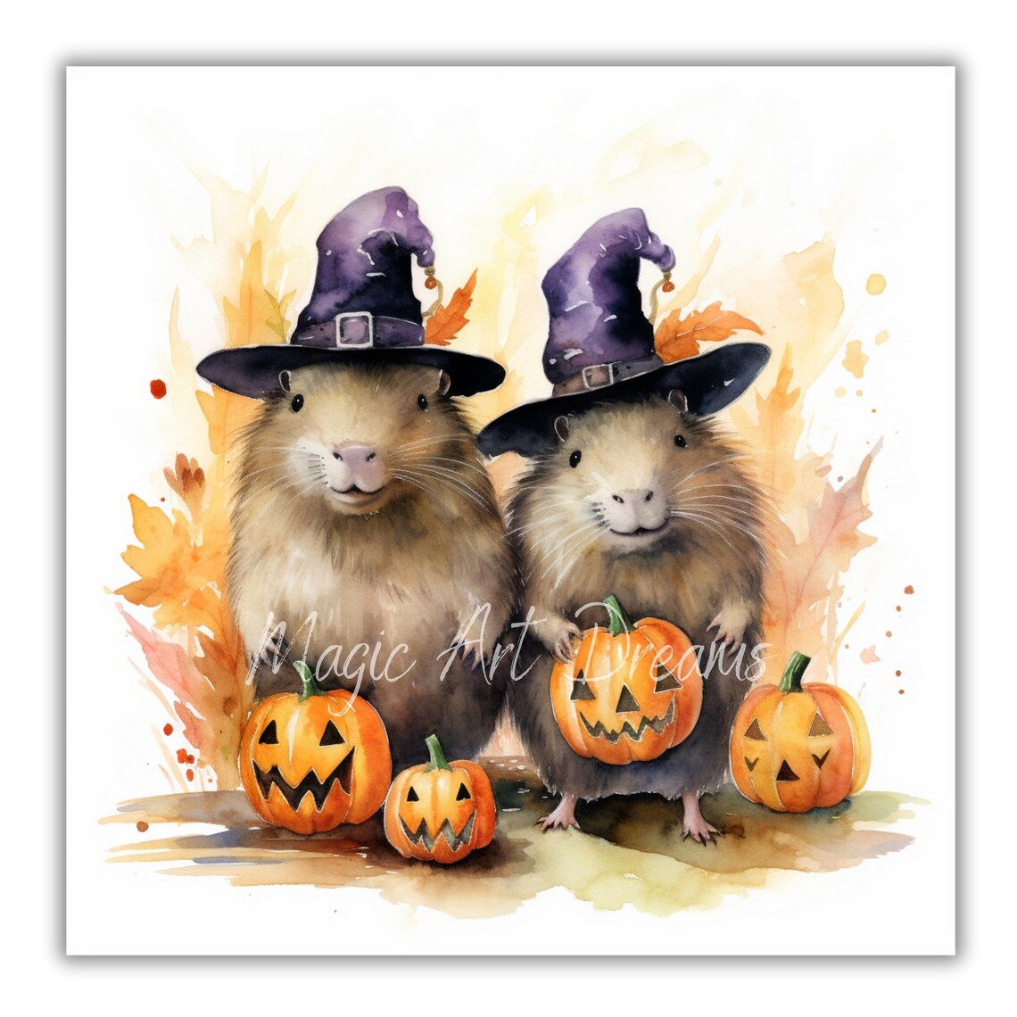 Watercolour Halloween Capybara Clipart, JPG Format, Not Transparent ...