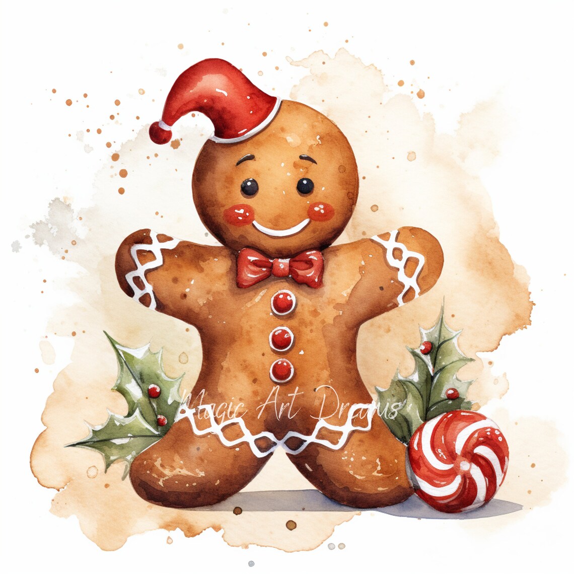 Christmas Gingerbread Man Clipart, 20 JPG, Merry Christmas, Digital ...