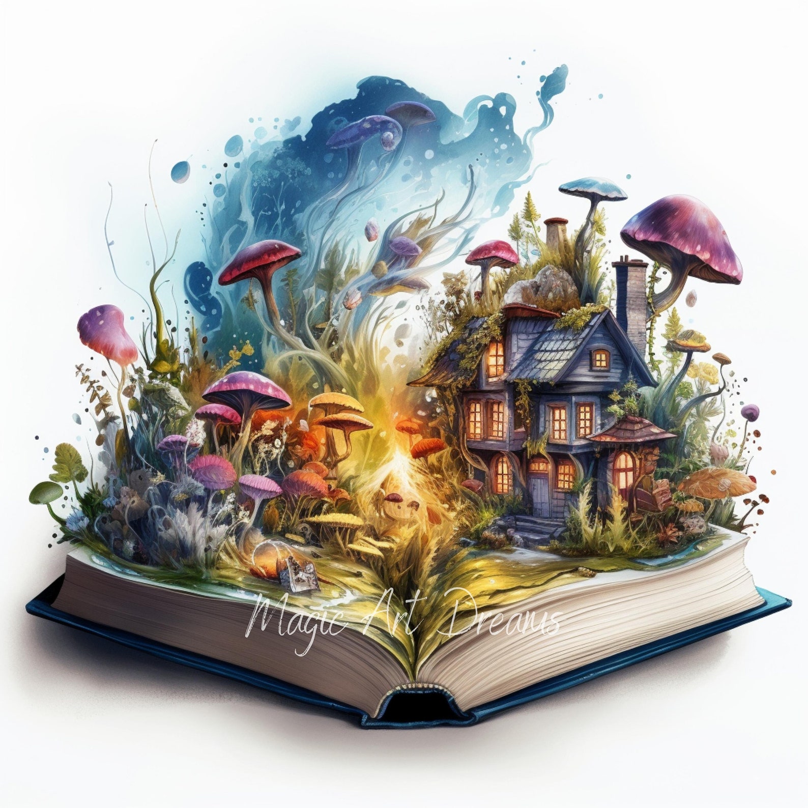 Magical Book With Mushrooms Clipart Watercolour 14 JPG Files - Etsy