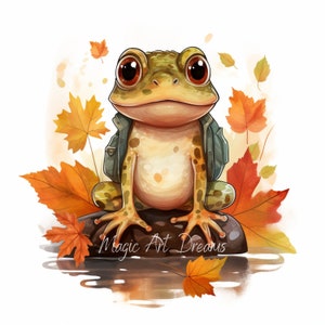 Watercolour Fall Frog Clipart, 18 JPG, Not Transparent Background ...