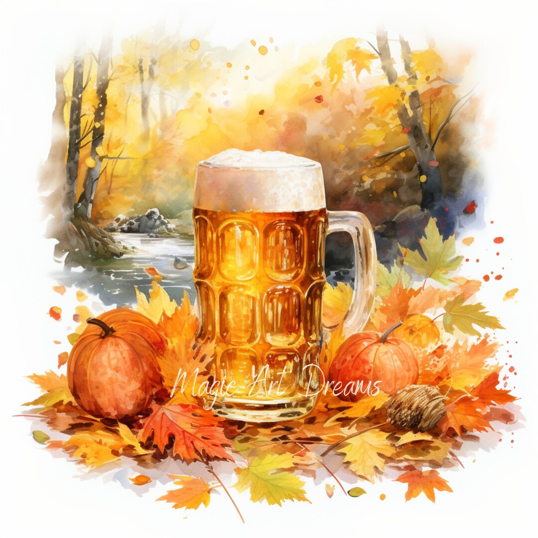 Watercolour Fall Beer Clipart, 16 JPG, Beer Illustration, Sublimation ...