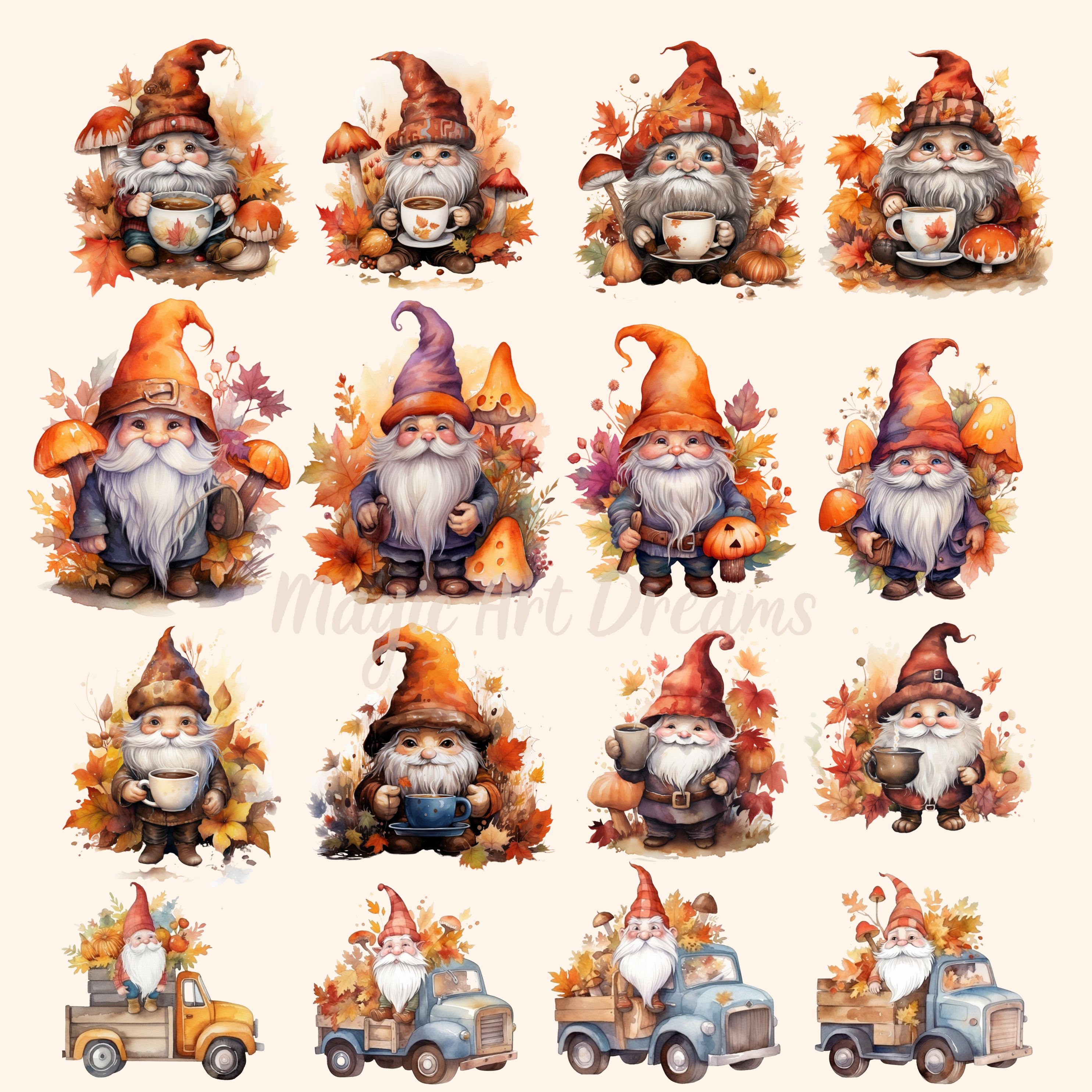 Fall Gnomes Clipart PNG Sublimation Desing, Instant Digital Download ...