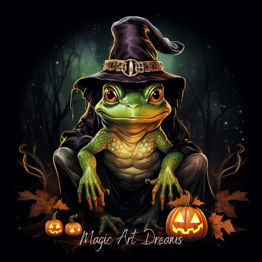 Watercolor Halloween Frog With Pumpkins Clipart, BOO, 15 JPG, Not ...