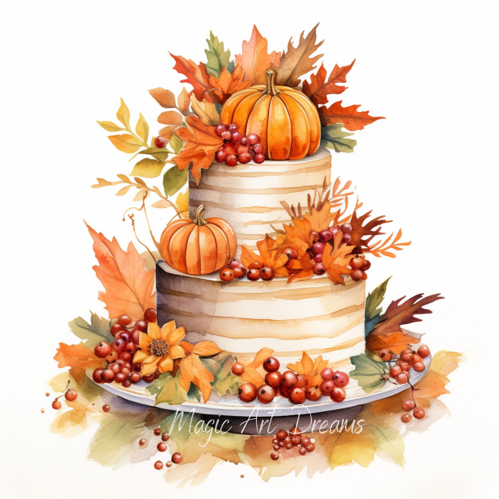 Fall Baking Clipart 17 High Quality Jpgs Watercolor Cake Clipart, Bakery Clipart, Scrapbooking ...