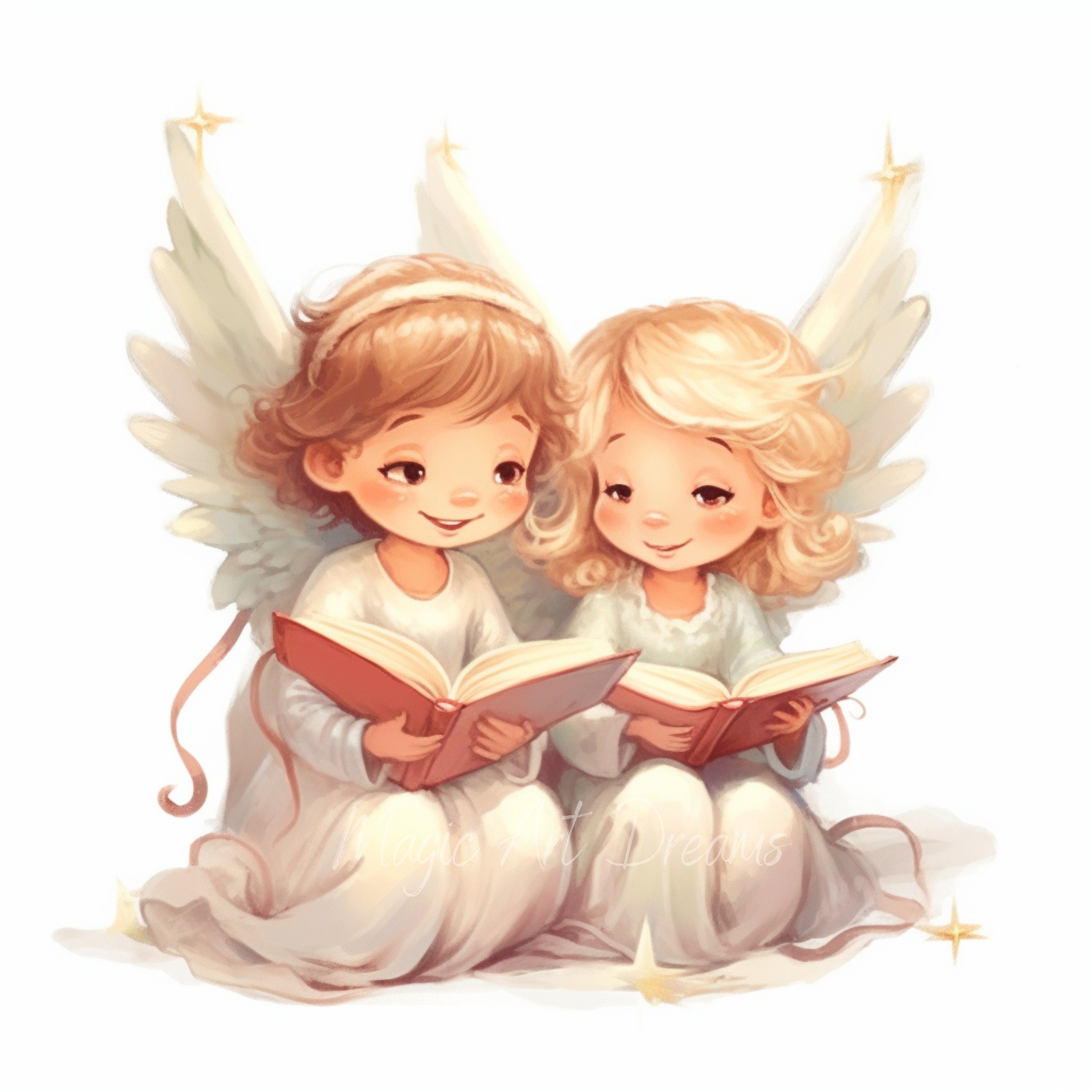 Adorable Little Angels Singing Christmas Carols Clipart, 20 JPG, Merry ...