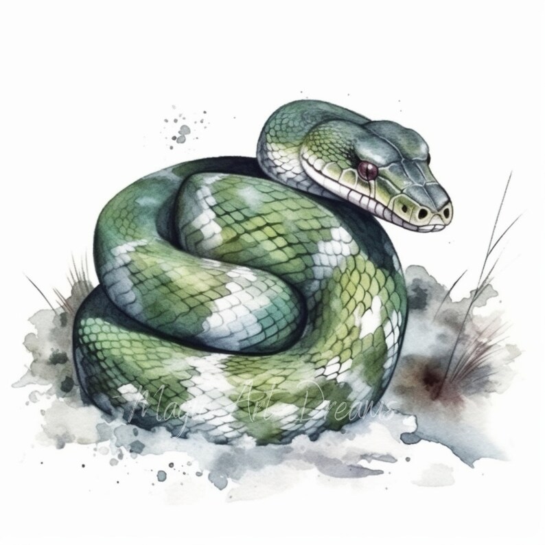 Watercolour Winter Snakes Clipart, 29 High Quality JPG, Digital ...