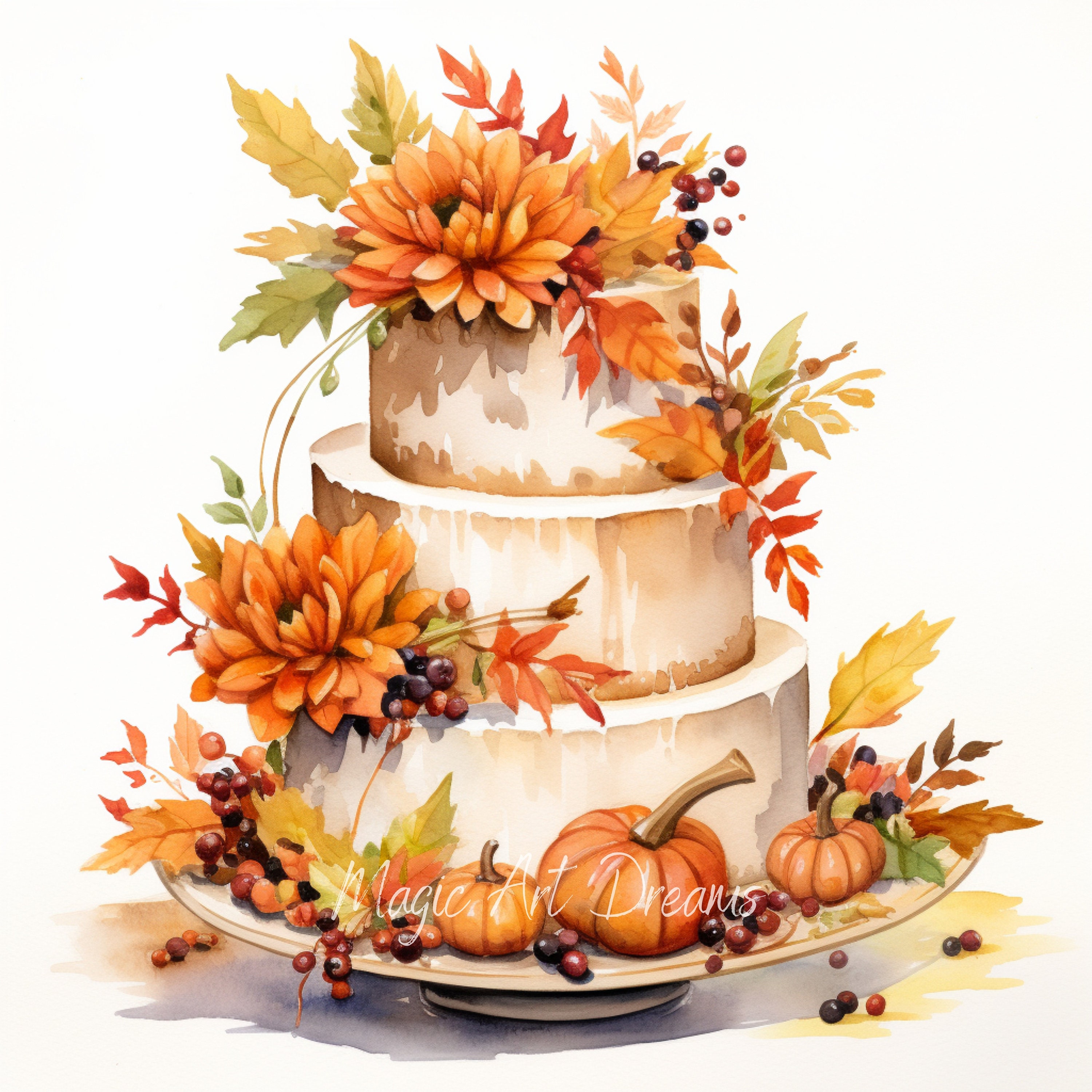 Fall Baking Clipart 17 High Quality Jpgs Watercolor Cake Clipart ...