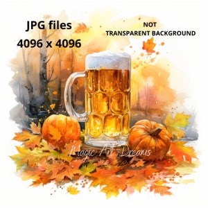Watercolour Fall Beer Clipart, 16 JPG, Beer Illustration, Sublimation ...