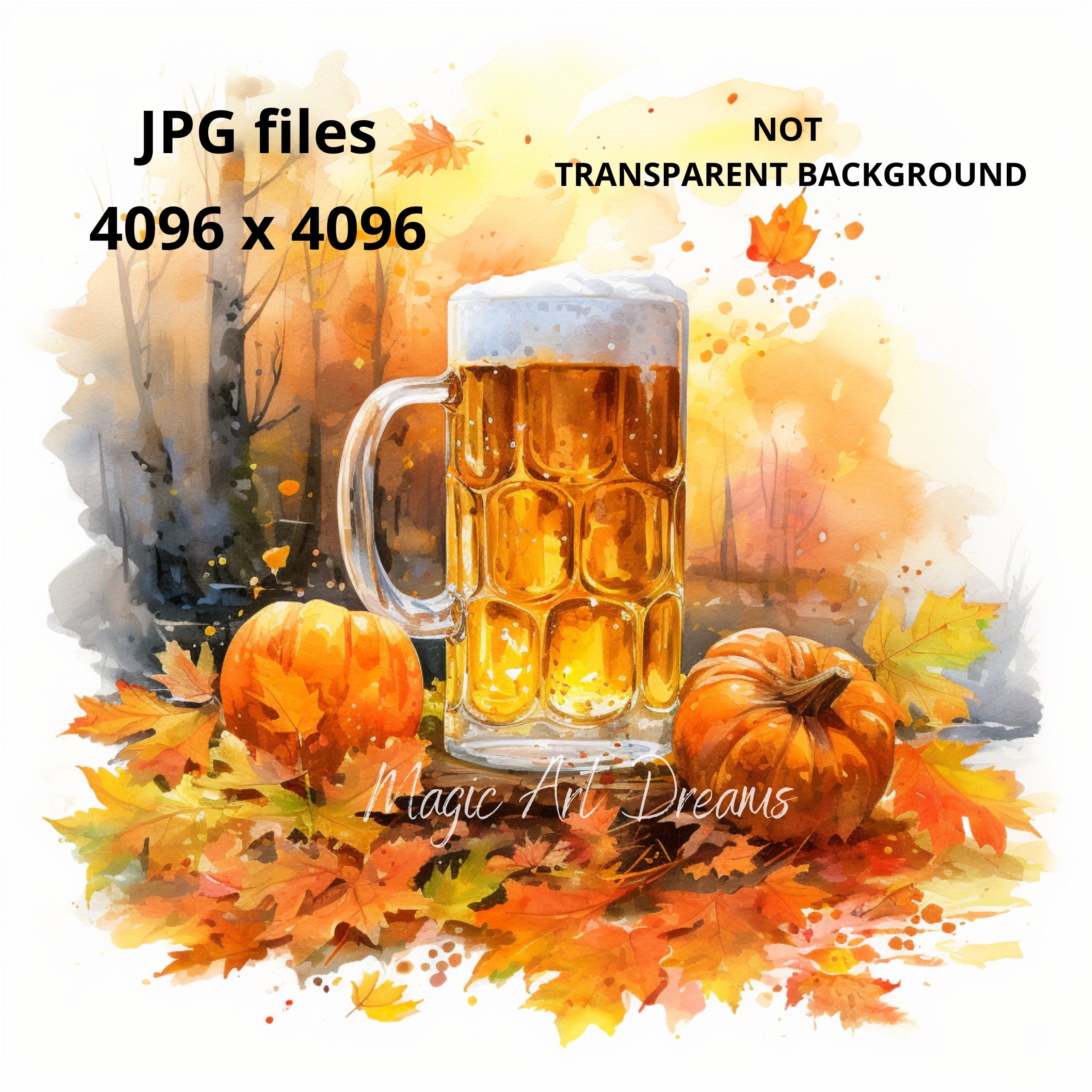 Watercolour Fall Beer Clipart 16 JPG Beer Illustration - Etsy