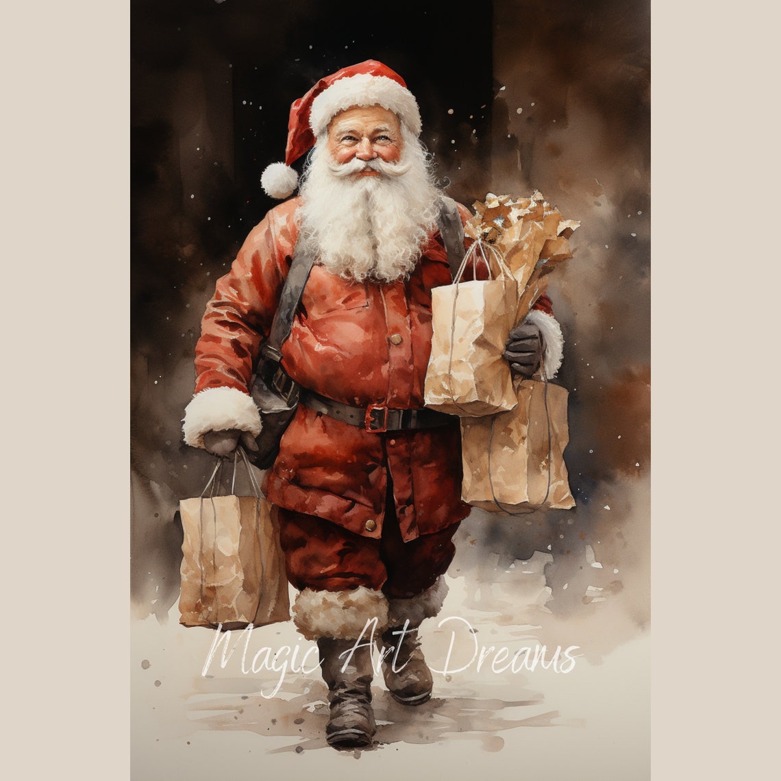 Watercolour Santa Claus Clipart, 14 JPG Format, Sublimation Design ...