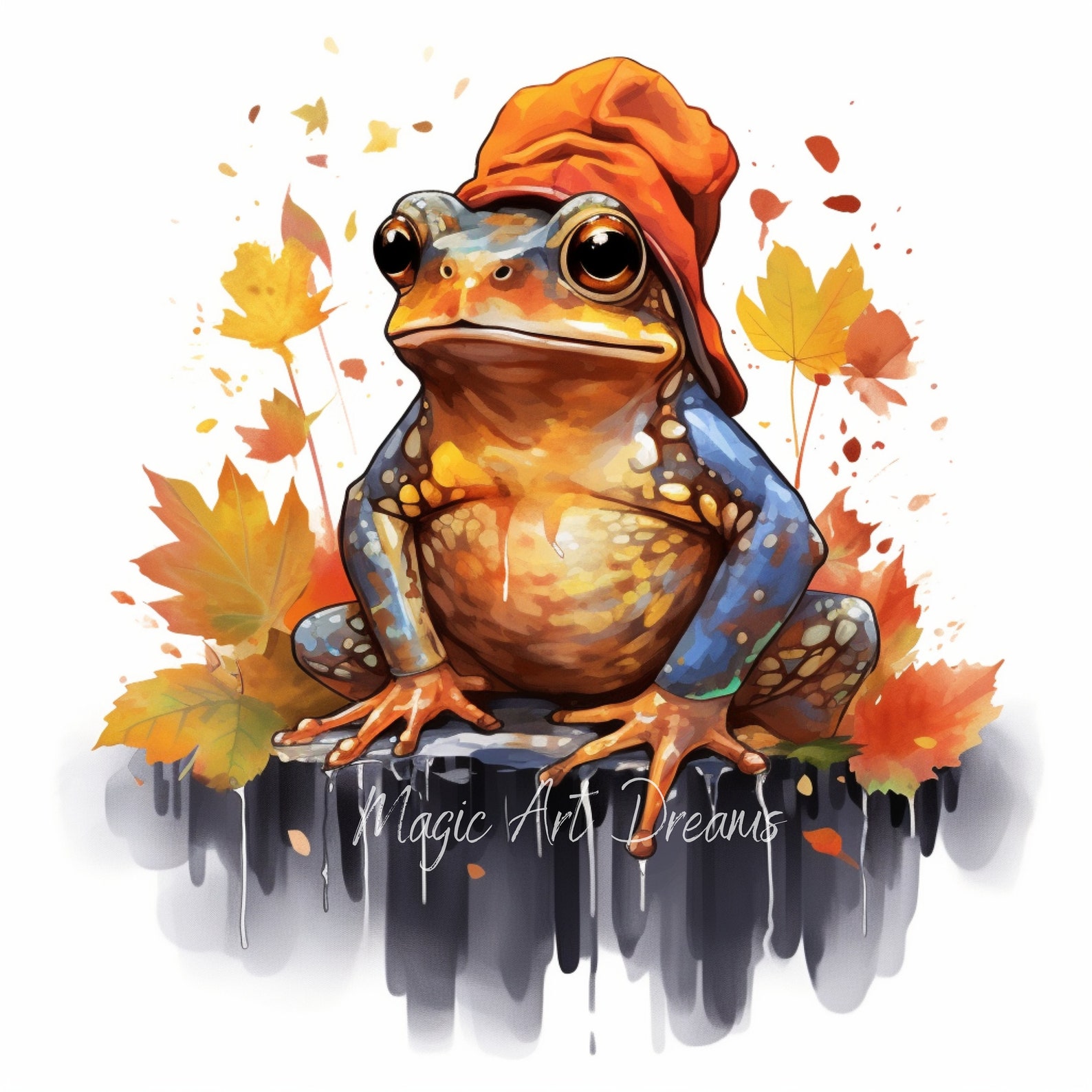 Watercolour Fall Frog Clipart, 18 JPG, Not Transparent Background ...