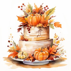Fall Baking Clipart 17 High Quality Jpgs Watercolor Cake Clipart ...