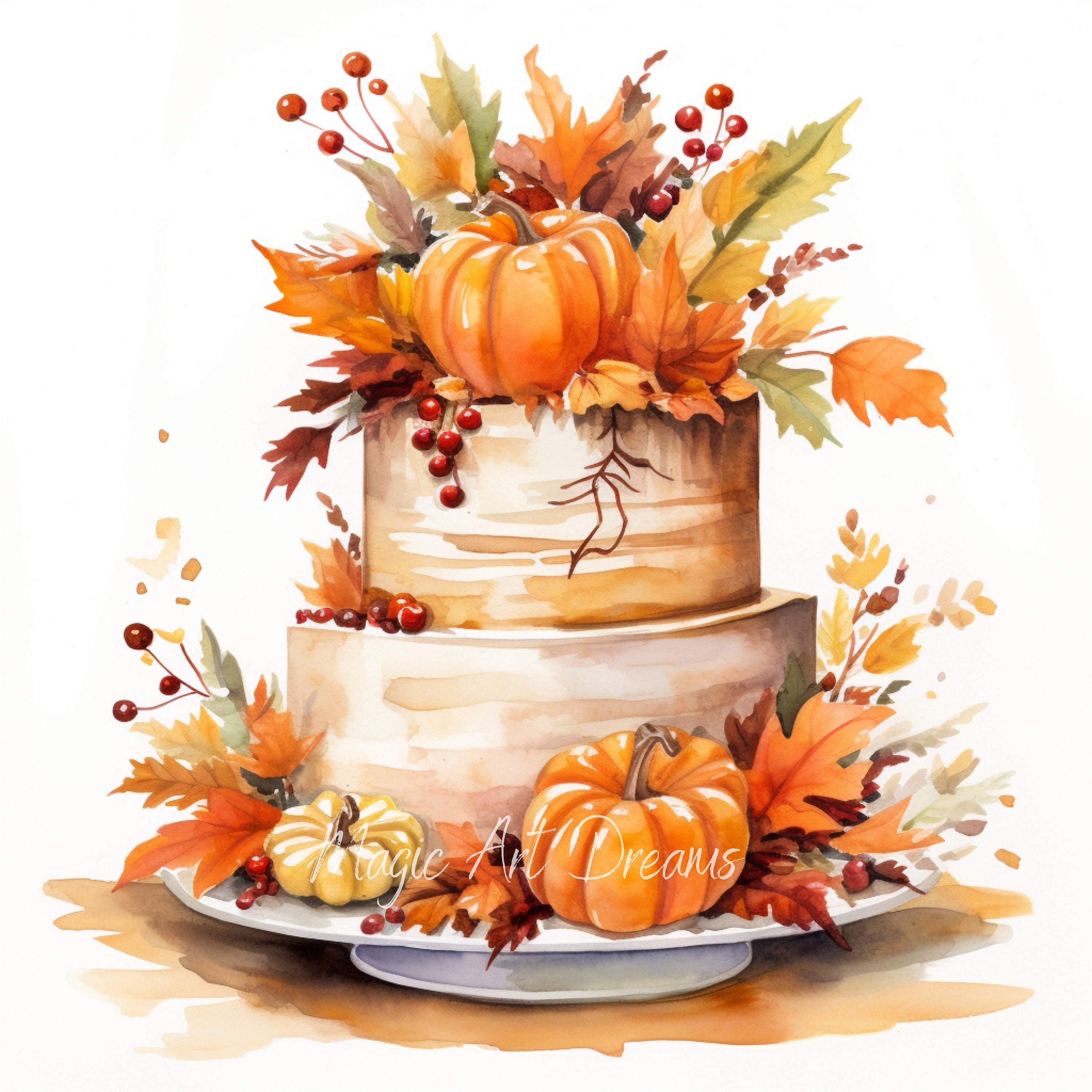 Fall Baking Clipart 17 High Quality Jpgs Watercolor Cake Clipart, Bakery Clipart, Scrapbooking ...
