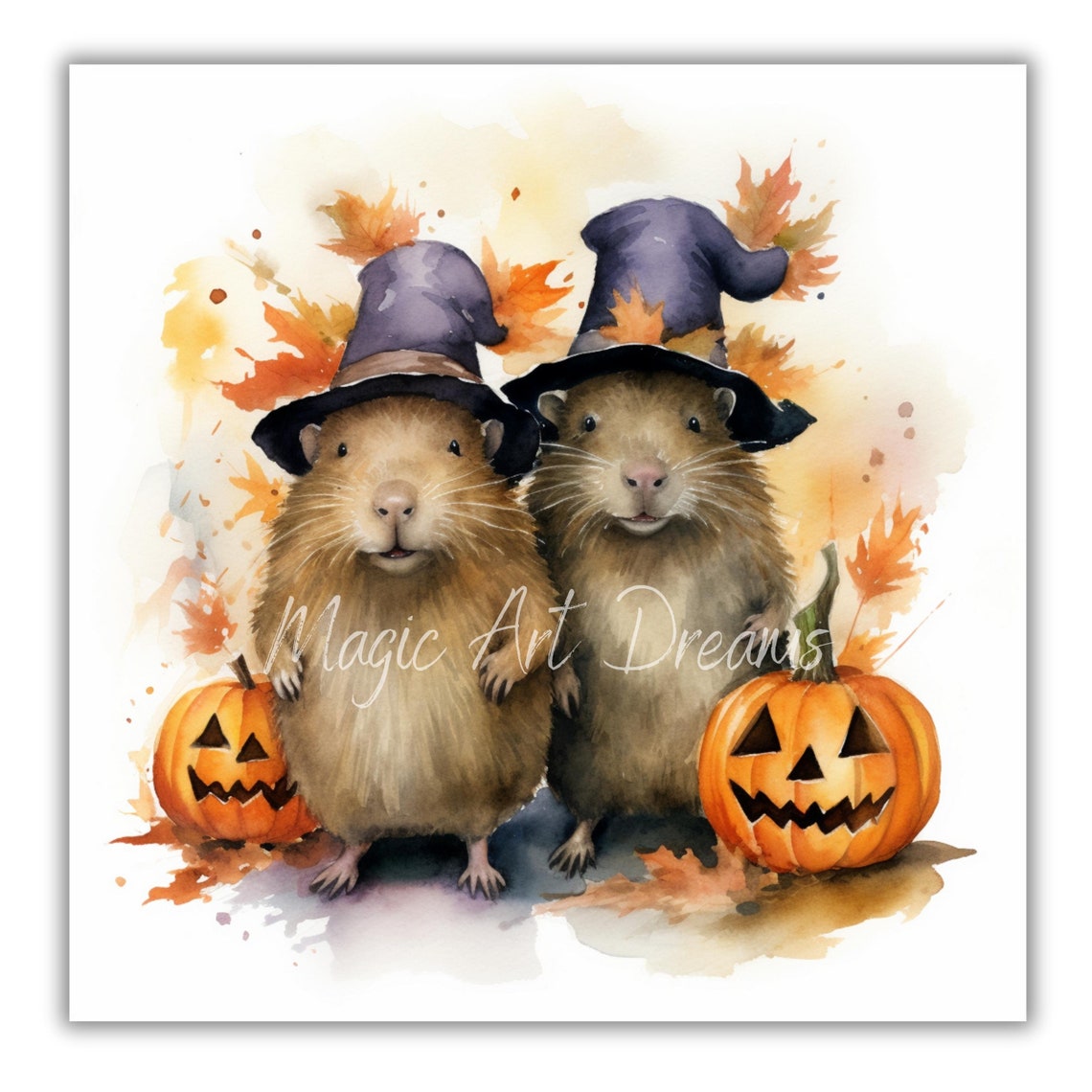 Watercolour Halloween Capybara Clipart, JPG Format, Not Transparent ...