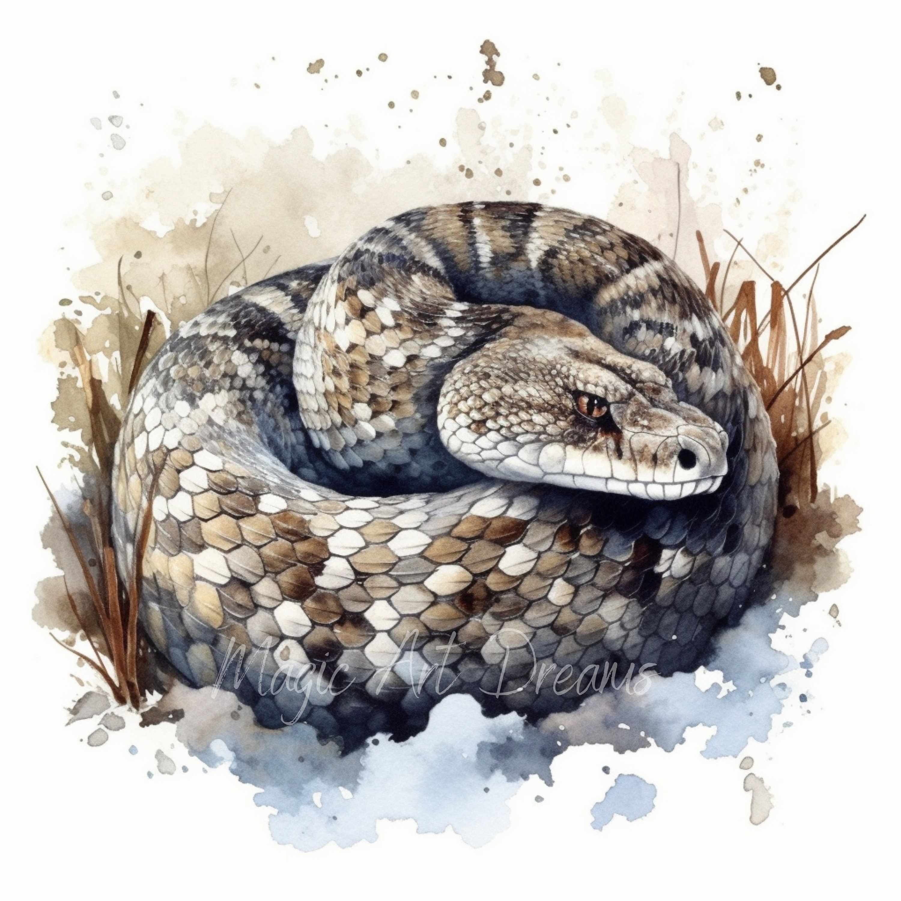 Watercolour Winter Snakes Clipart, 29 High Quality JPG, Digital ...
