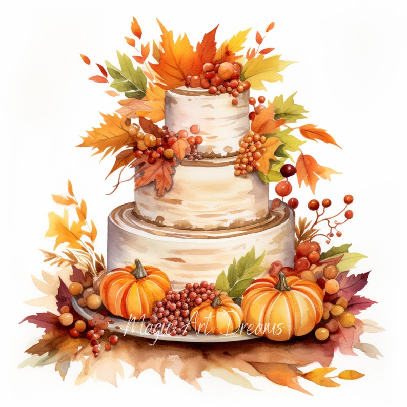 Fall Baking Clipart 17 High Quality Jpgs Watercolor Cake Clipart ...