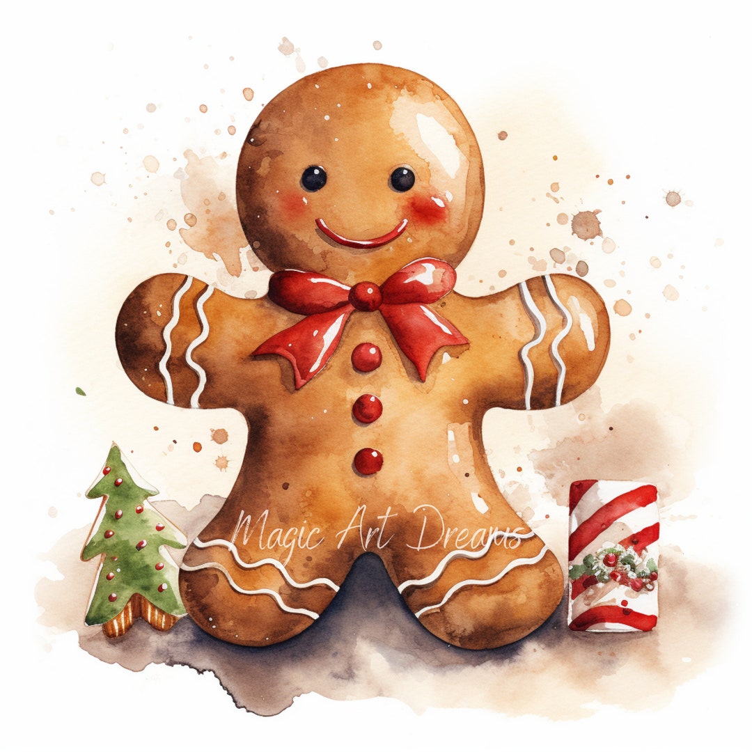 Christmas Gingerbread Man Clipart, 20 JPG, Merry Christmas, Digital ...