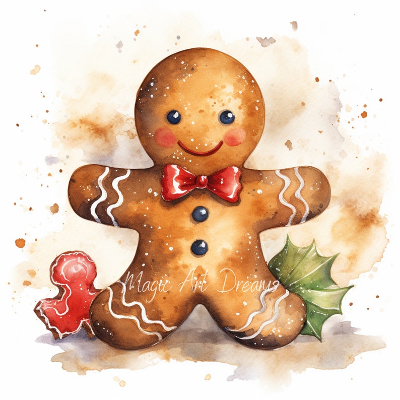 Christmas Gingerbread Man Clipart, 20 JPG, Merry Christmas, Digital ...