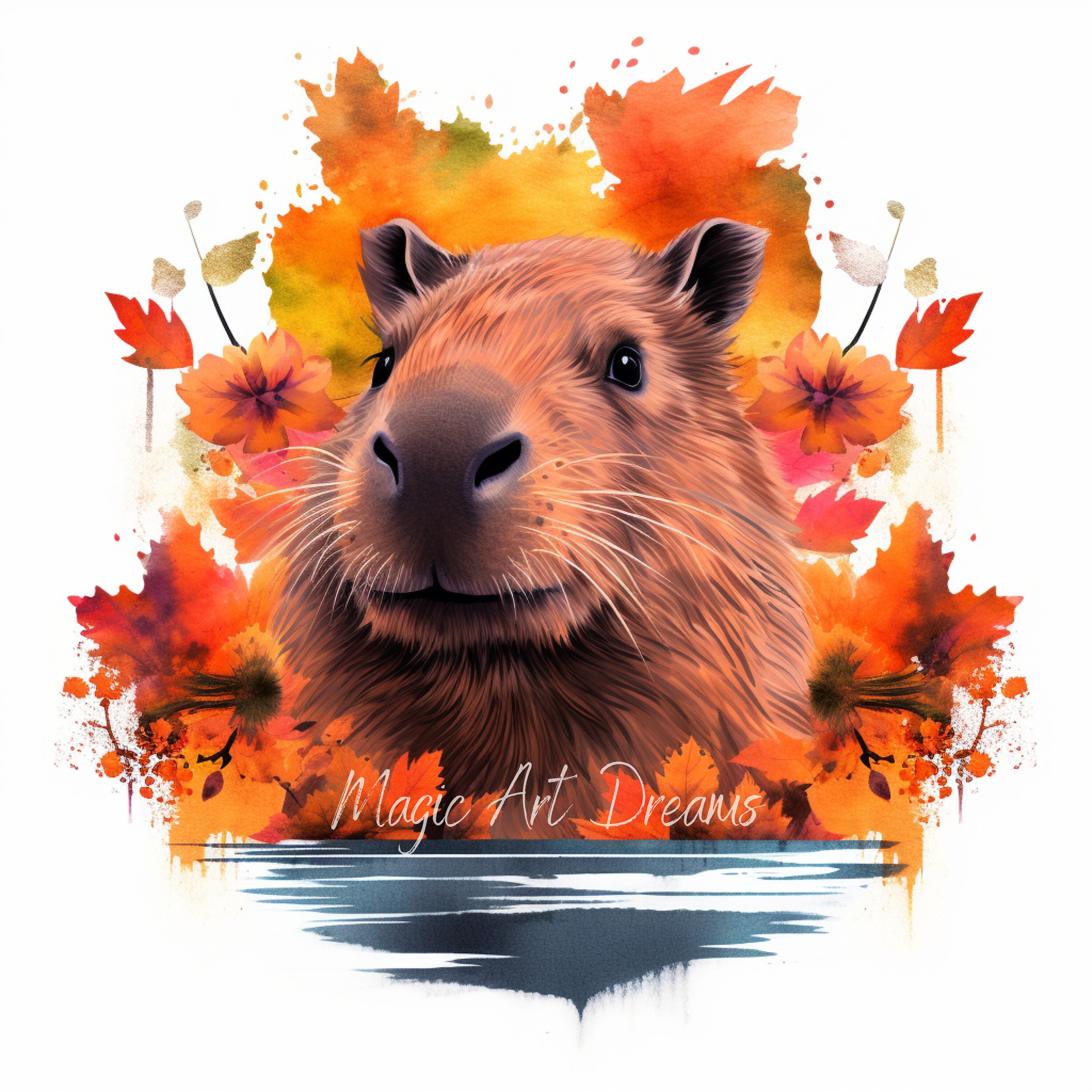 Watercolour Fall Capybara Clipart, 10 JPG Format, Not Transparent ...