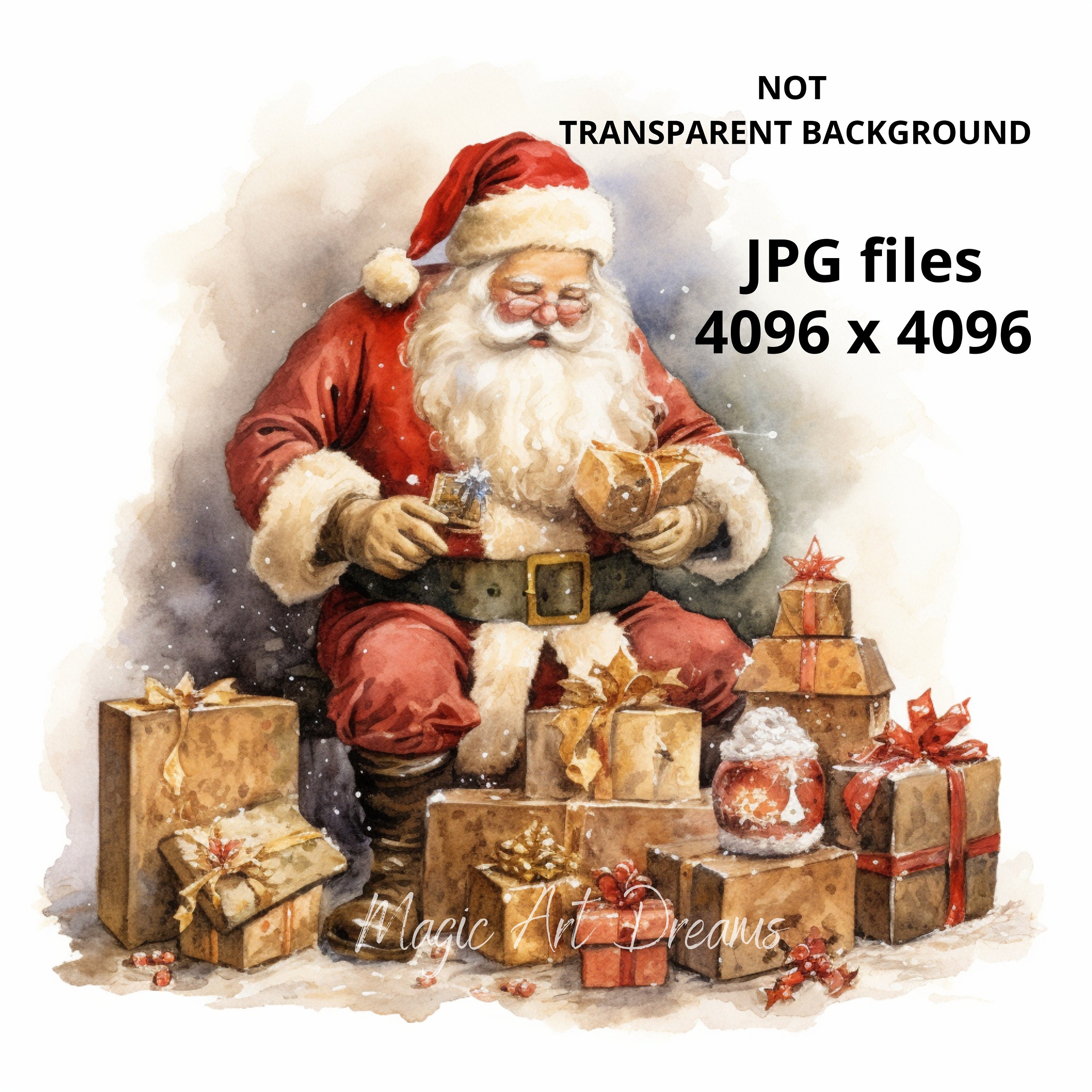 Watercolour Santa Claus With Gifts Clipart 14 High Quality JPG, Merry ...