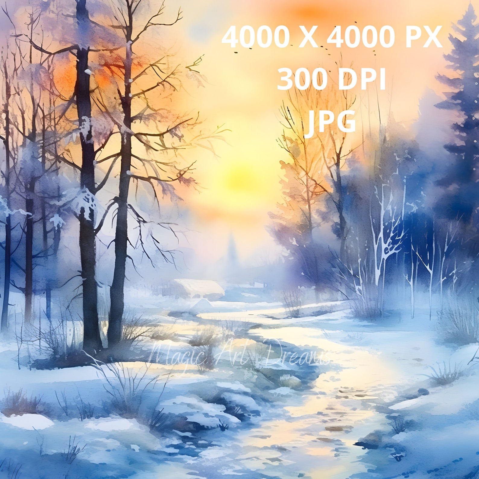 Good Morning Winter Images Watercolor Clipart, 16JPG, Illustration ...