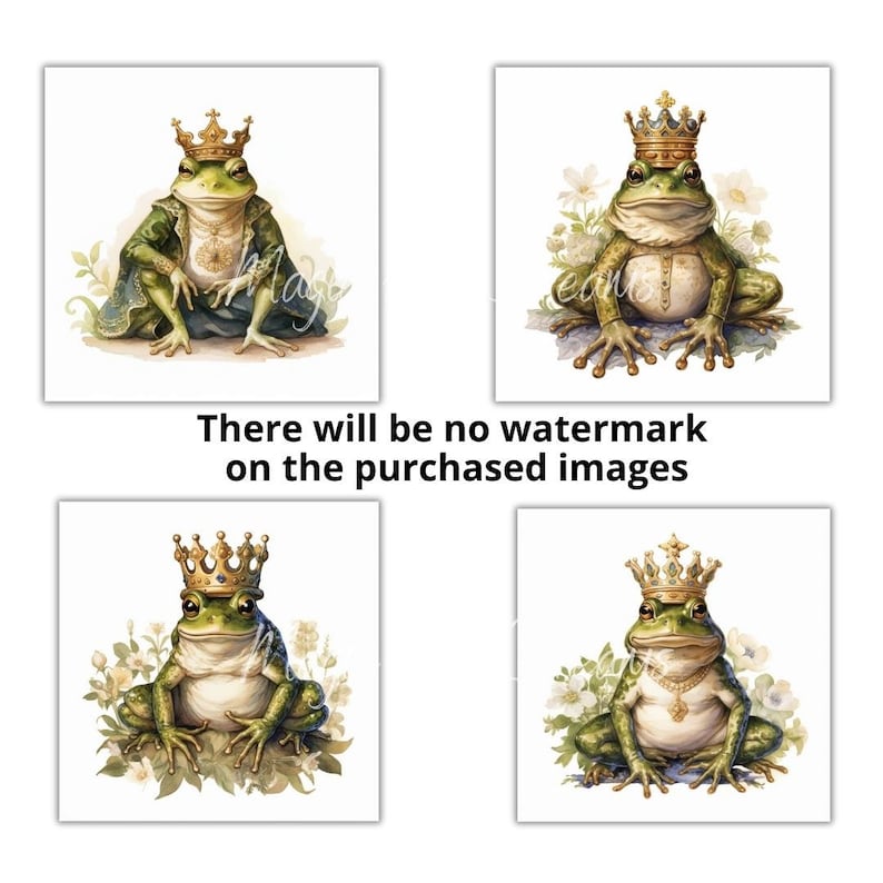 Fairy Tale Frog Clipart Bundle Watercolour PNG JPG Files, Digital Print ...
