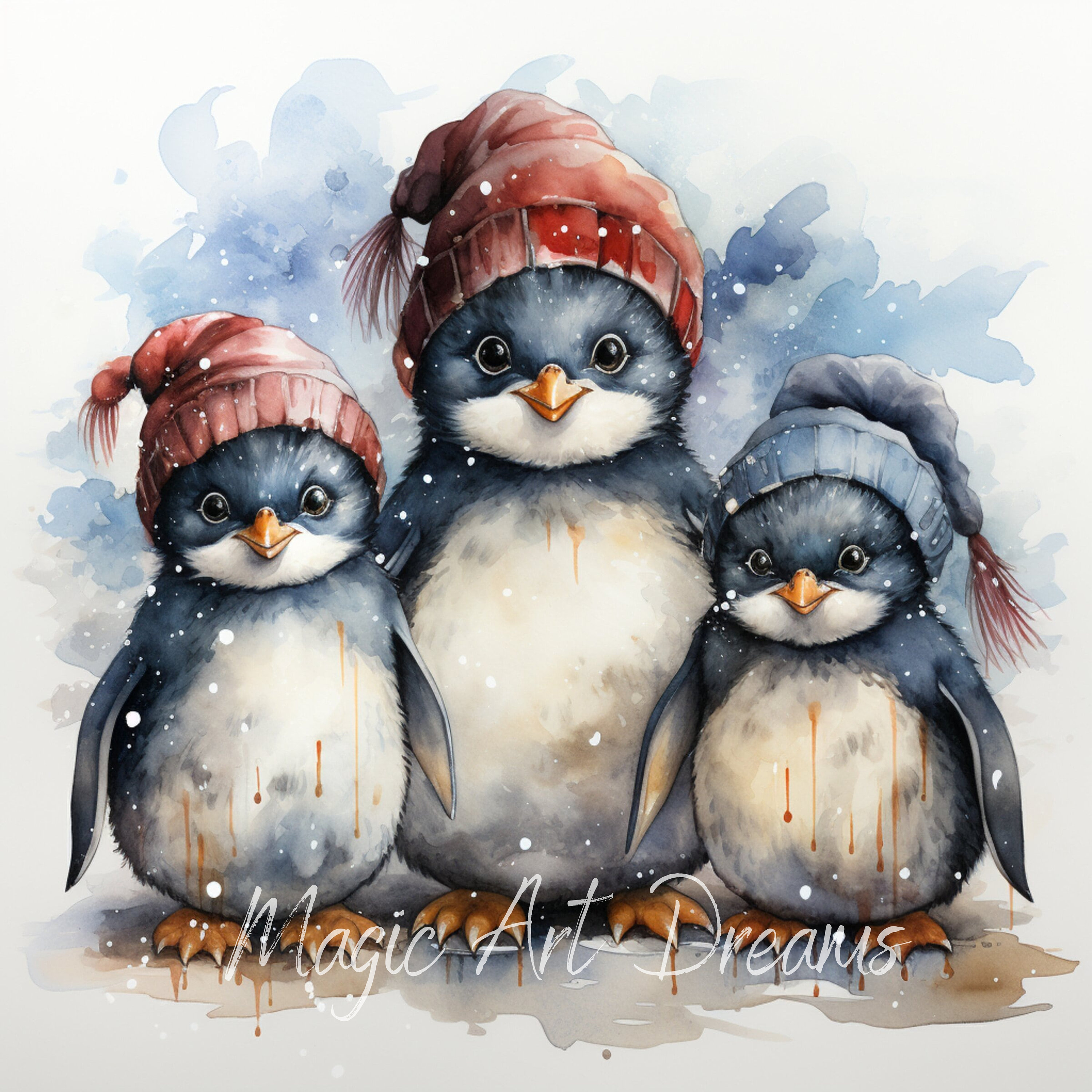 Christmas Penguins Clipart, 22 High Quality JPG, Merry Christmas ...
