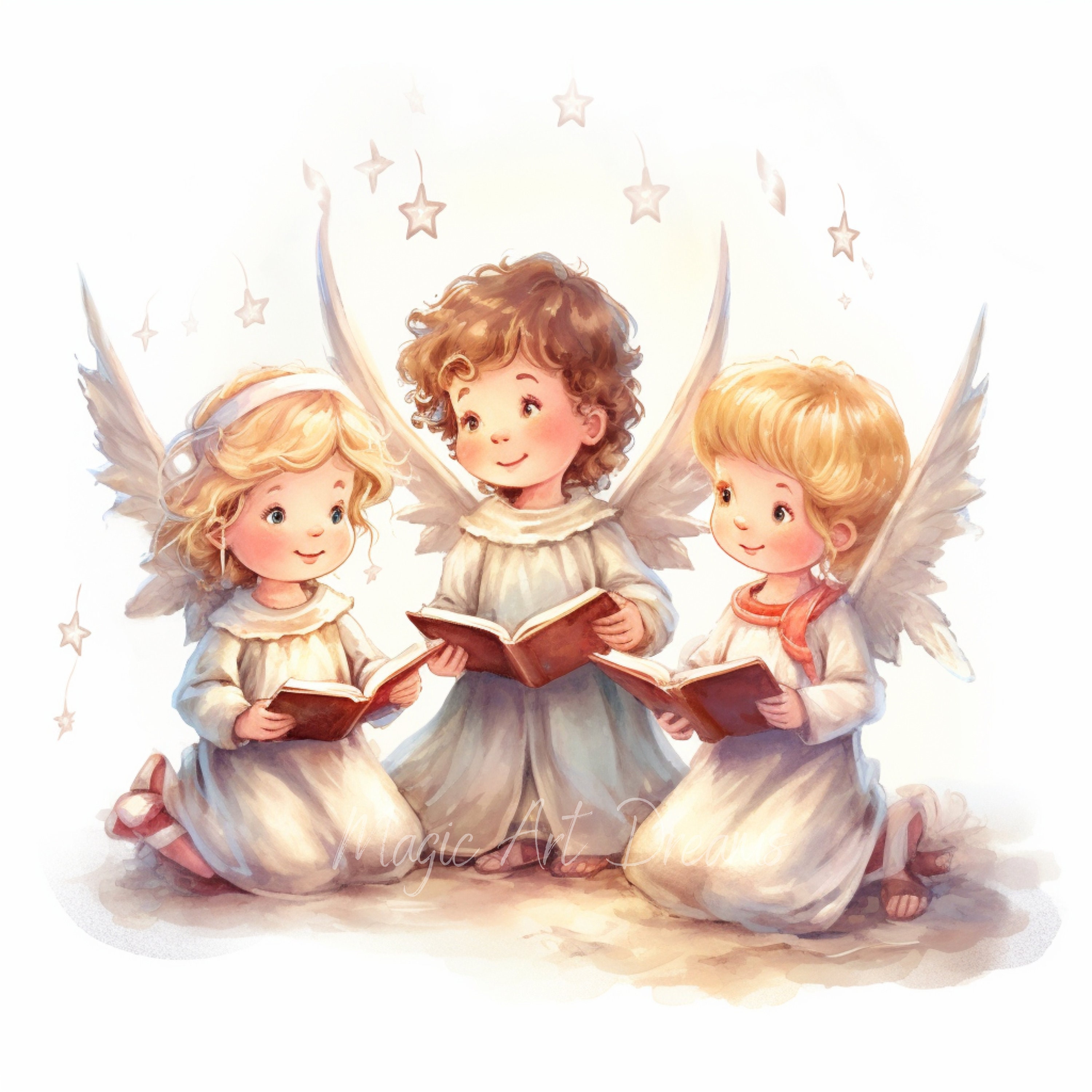 Adorable Little Angels Singing Christmas Carols Clipart 20 - Etsy