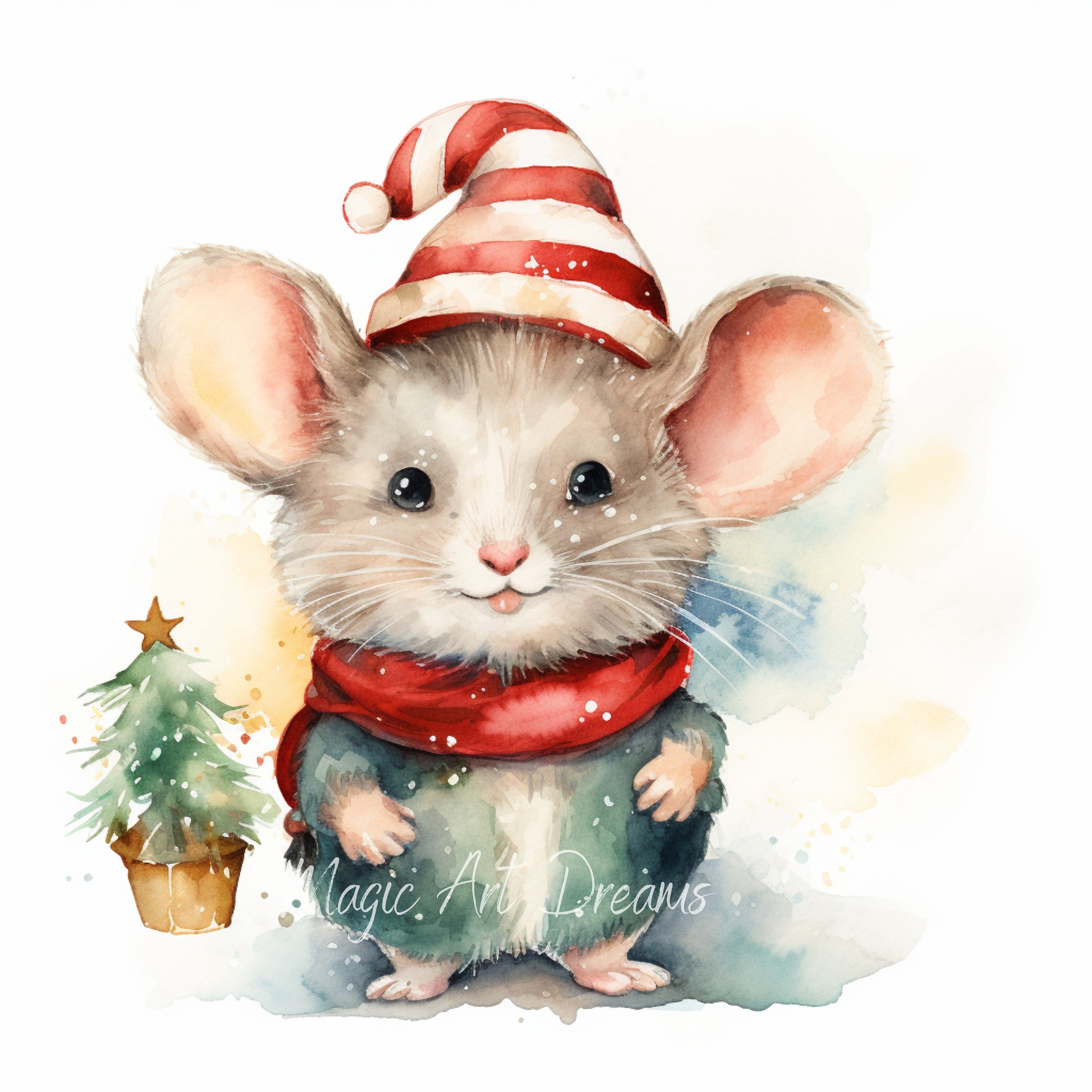 Christmas Mouse Clipart 14 High Quality JPG, Merry Christmas, Digital ...