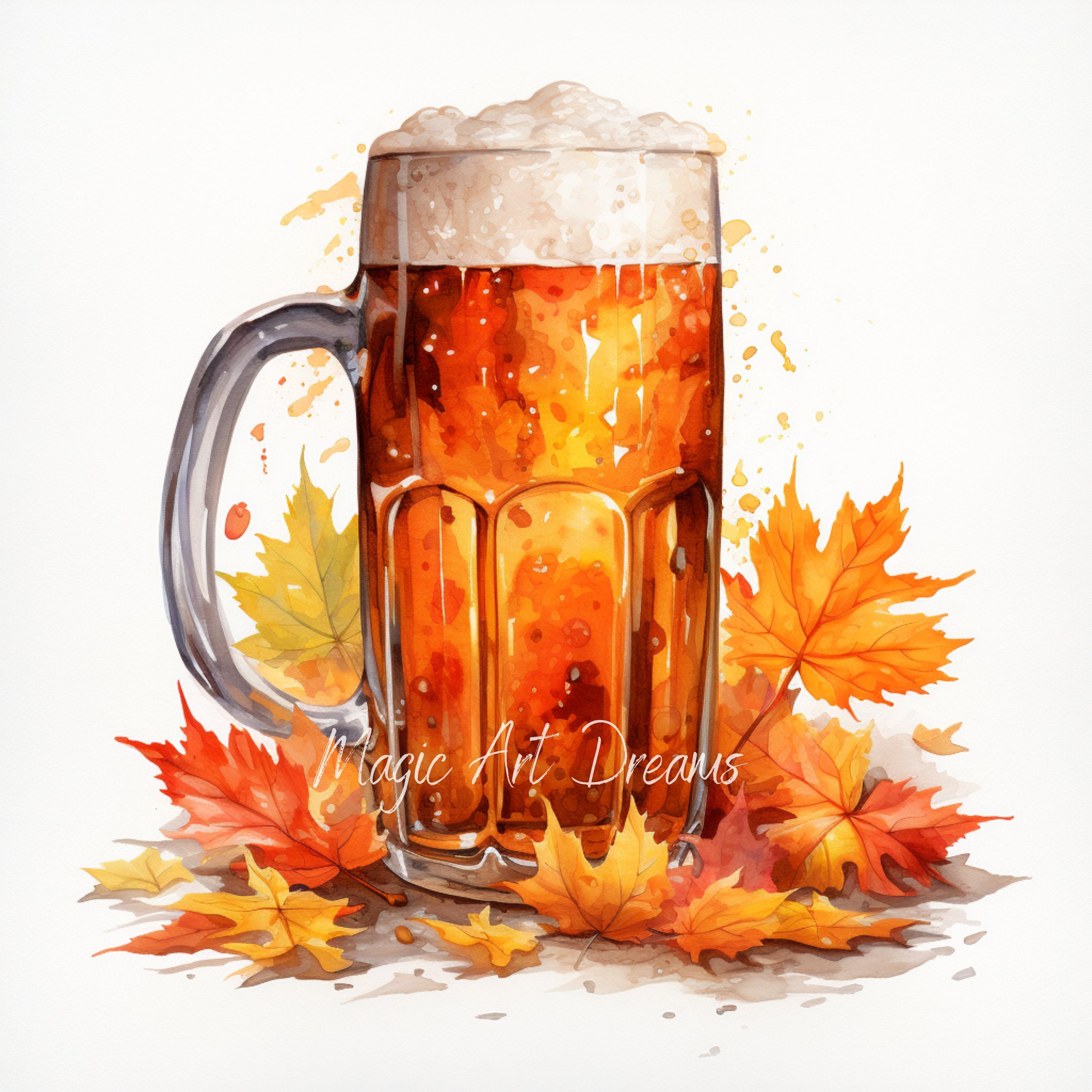 Watercolour Fall Beer Clipart 16 JPG Beer Illustration - Etsy