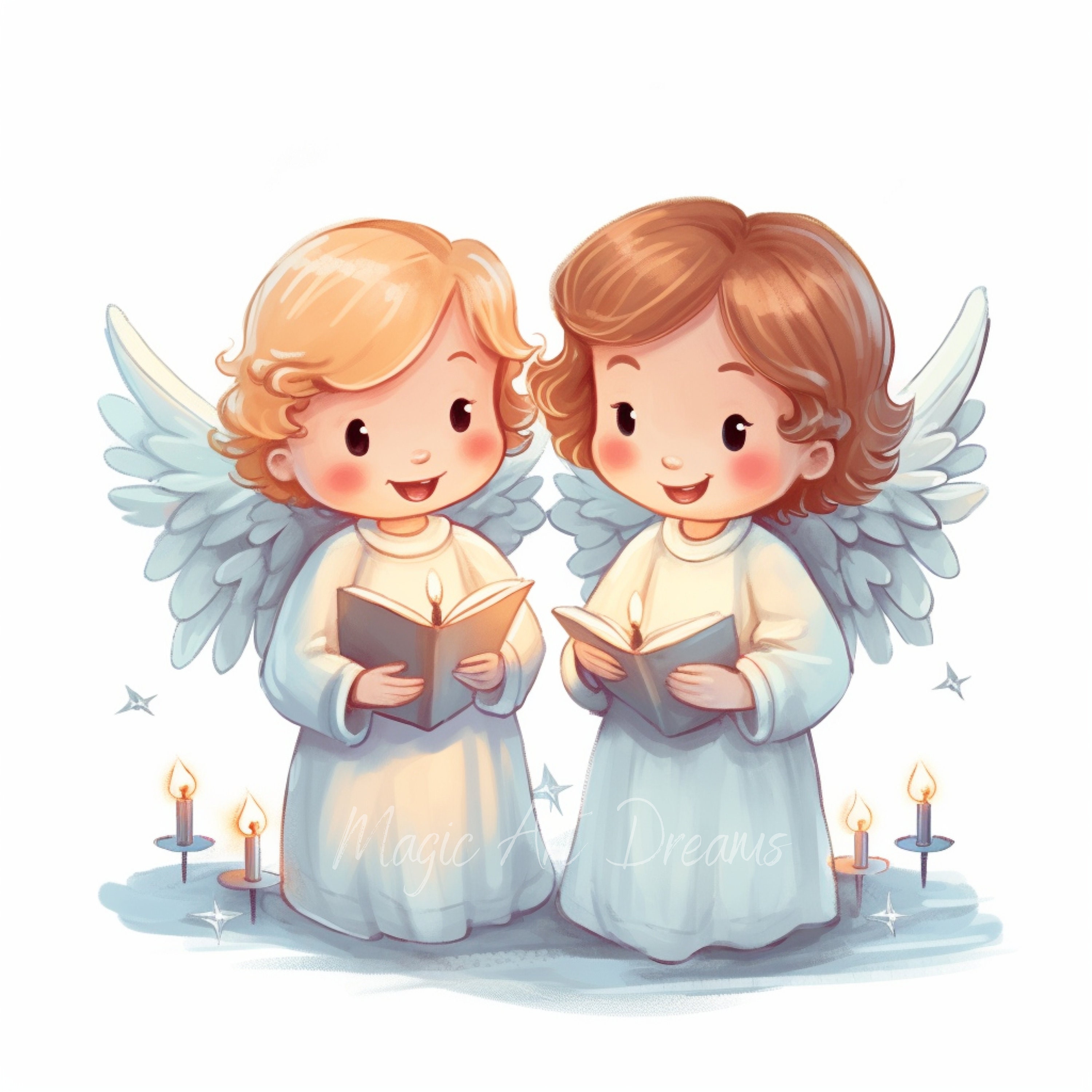 Adorable Little Angels Singing Christmas Carols Clipart, 20 JPG, Merry ...