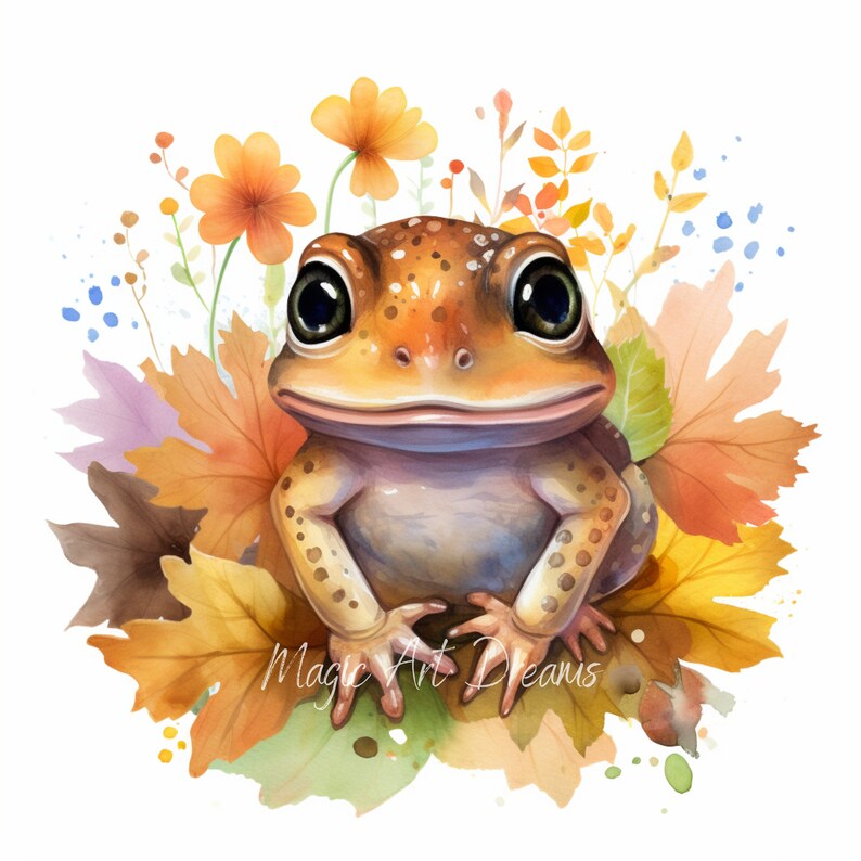 Watercolour Fall Frog Clipart, 18 JPG, Not Transparent Background ...